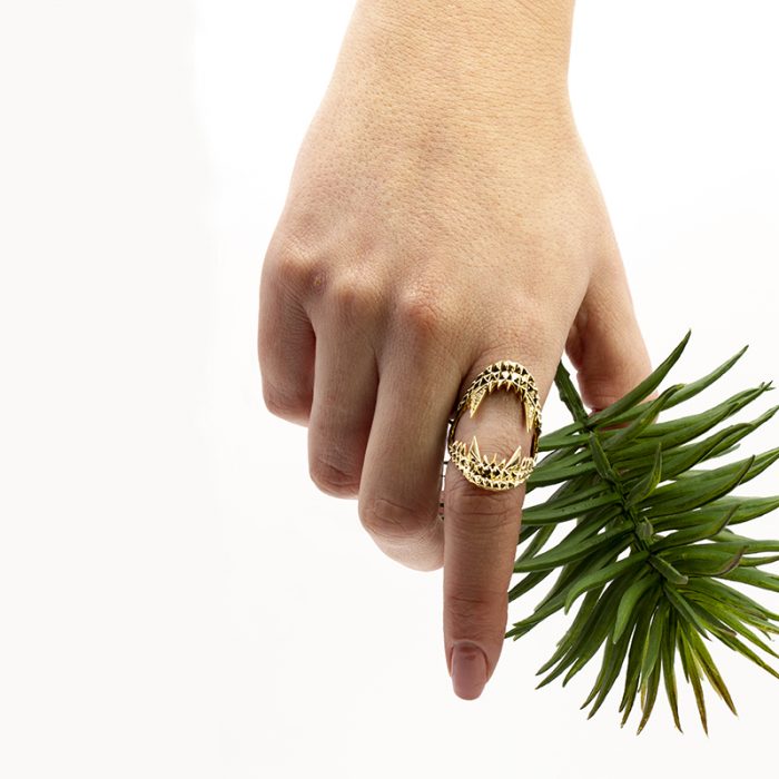 Diamond Vampire Bite Ring - 18ct Yellow gold - 2 Diamonds fangs | Kasun ...