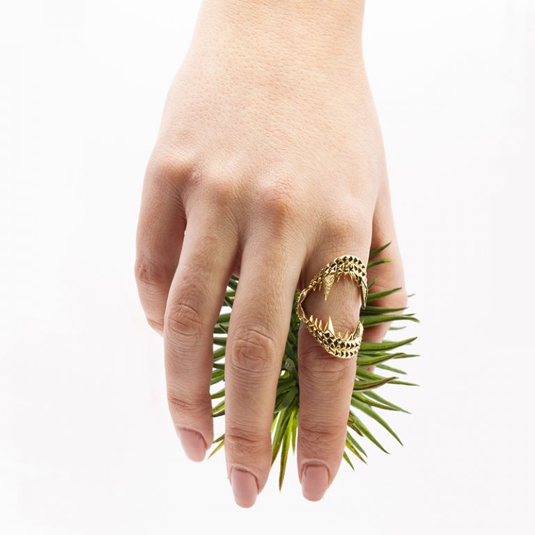Diamond Vampire Bite Ring – 18ct Yellow gold – 4 Diamonds fangs | Kasun ...