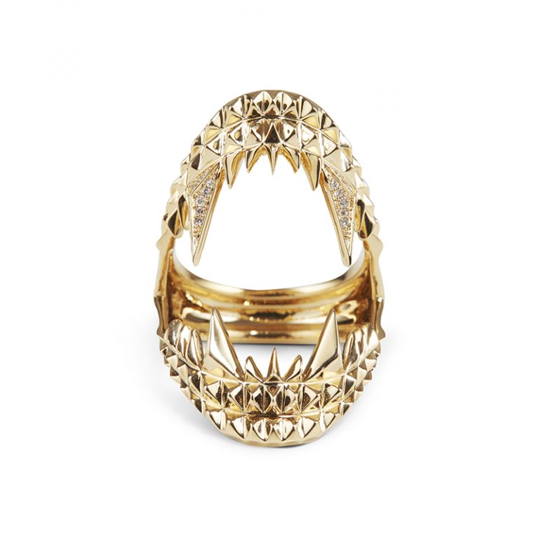 Diamond Vampire Bite Ring - 18ct Yellow gold - 2 Diamonds fangs | Kasun ...