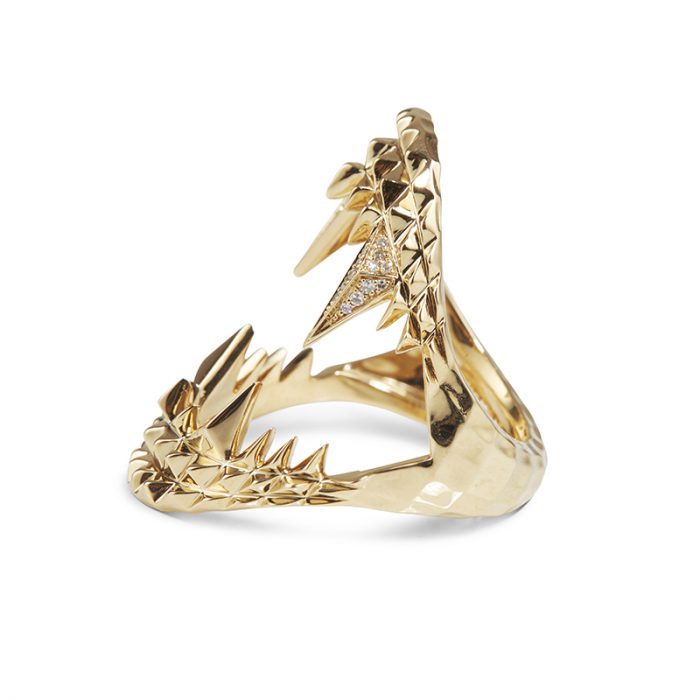 Diamond Vampire Bite Ring - 18ct Yellow gold - 2 Diamonds fangs | Kasun ...