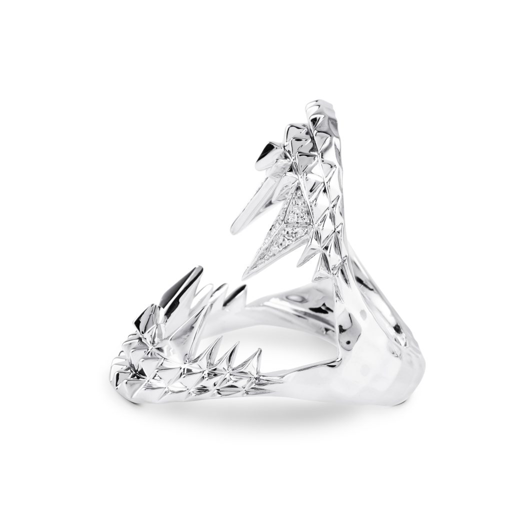 Diamond Vampire Bite Ring - 9ct White gold | Kasun London