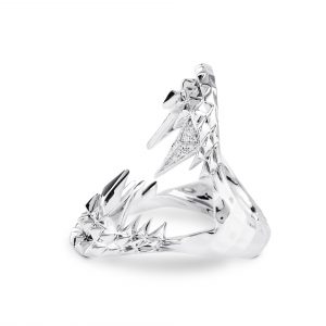 Diamond Vampire Bite Ring - 9ct White gold | Kasun London
