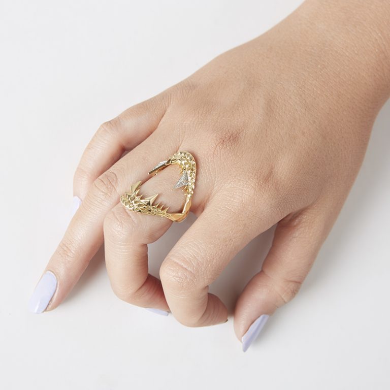 Diamond Vampire Bite Ring - 18ct Yellow gold - 2 Diamonds fangs | Kasun ...