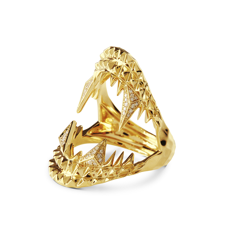 Diamond Vampire Bite Ring – 18ct Yellow gold – 4 Diamonds fangs | Kasun ...