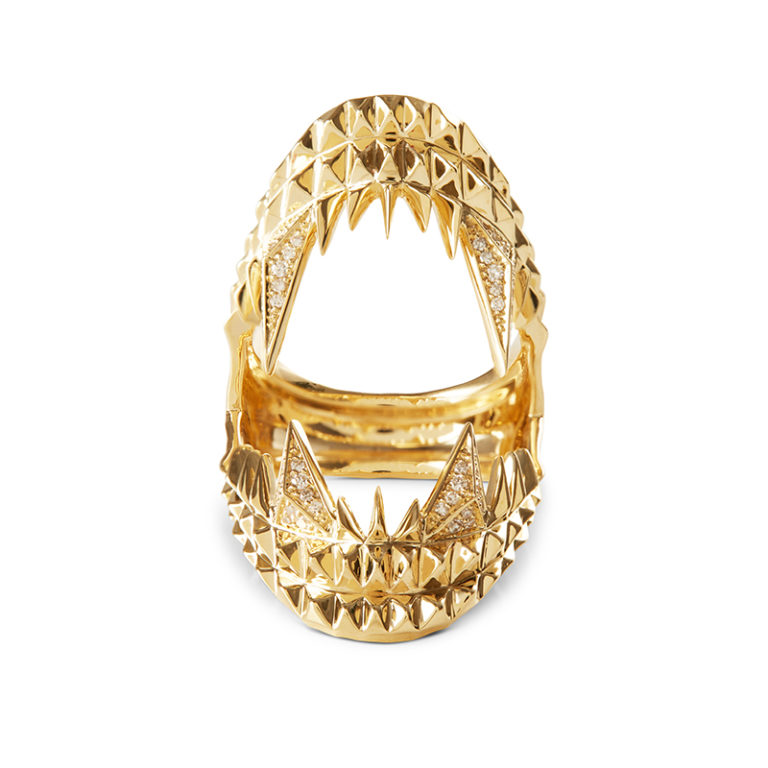 Diamond Vampire Bite Ring – 18ct Yellow gold – 4 Diamonds fangs | Kasun ...