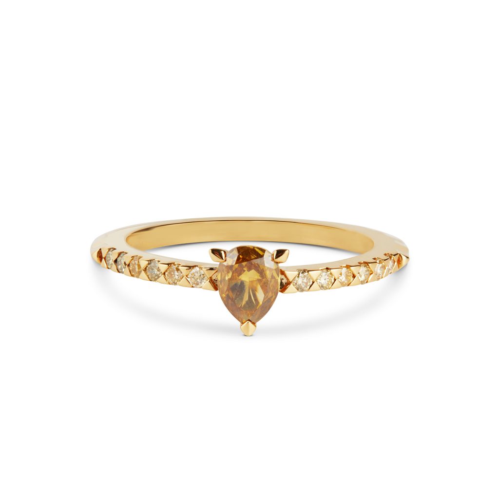 18ct Yellow Gold & Dark Teardrop Diamond Ring – Kasun London