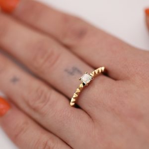 18ct Yellow Gold & Diamond Spike Ring – Kasun London